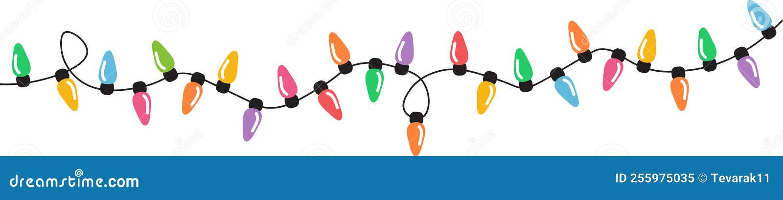 Christmas Lights String Isolated on White Background Vector Stock ...