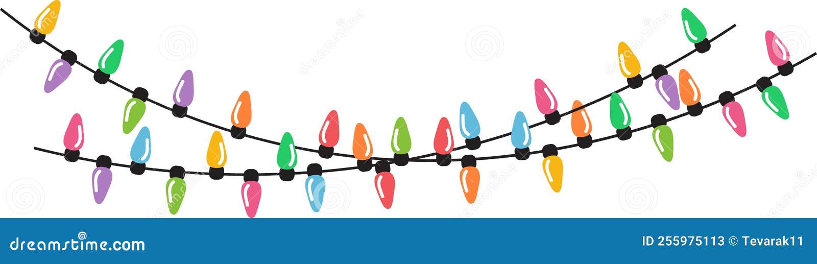 Christmas Lights String Isolated on White Background Vector Stock ...