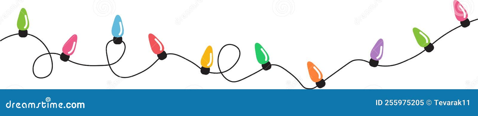 Christmas Lights String Isolated on White Background Vector Stock ...