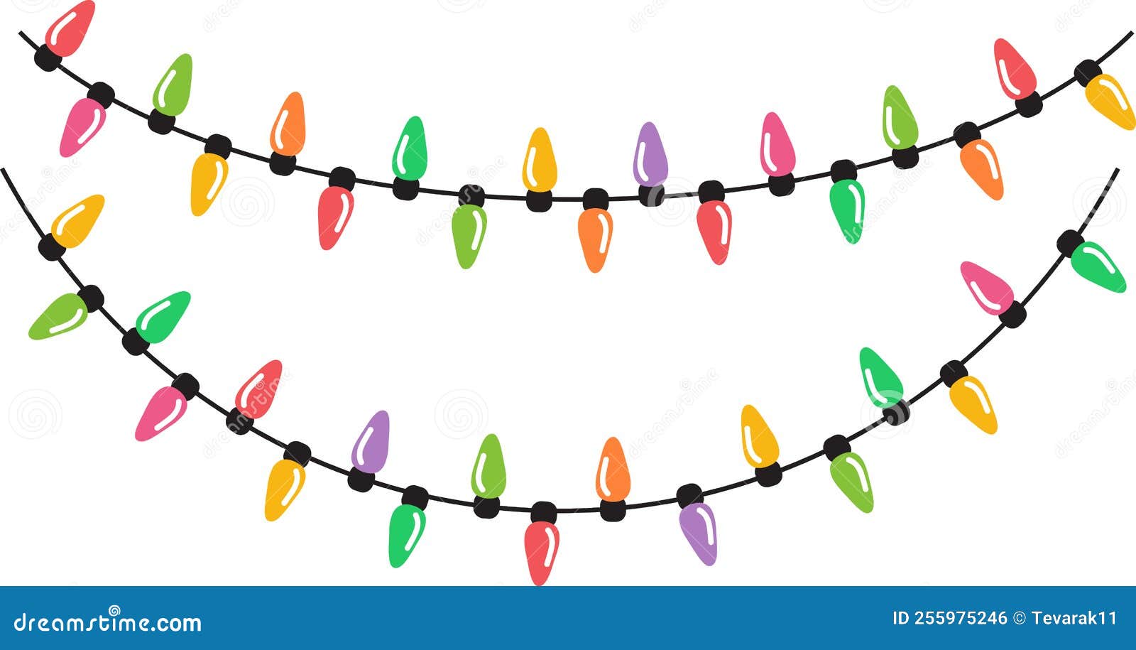 Christmas Lights String Isolated on White Background Vector Stock ...