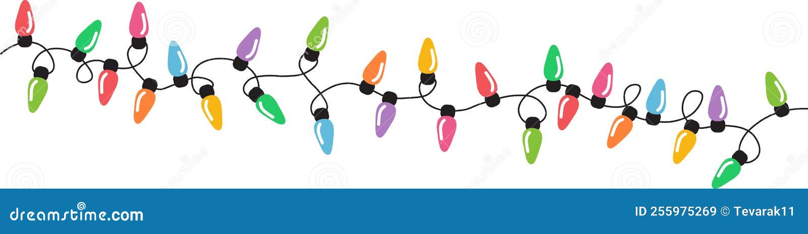 Christmas Lights String Isolated on White Background Vector Stock ...