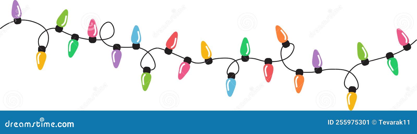 Christmas Lights String Isolated on White Background Vector Stock ...