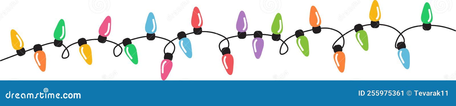 Christmas Lights String Isolated on White Background Vector Stock ...