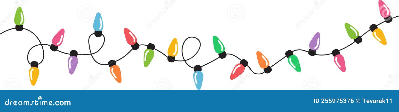 Christmas Lights String Isolated on White Background Vector Stock ...