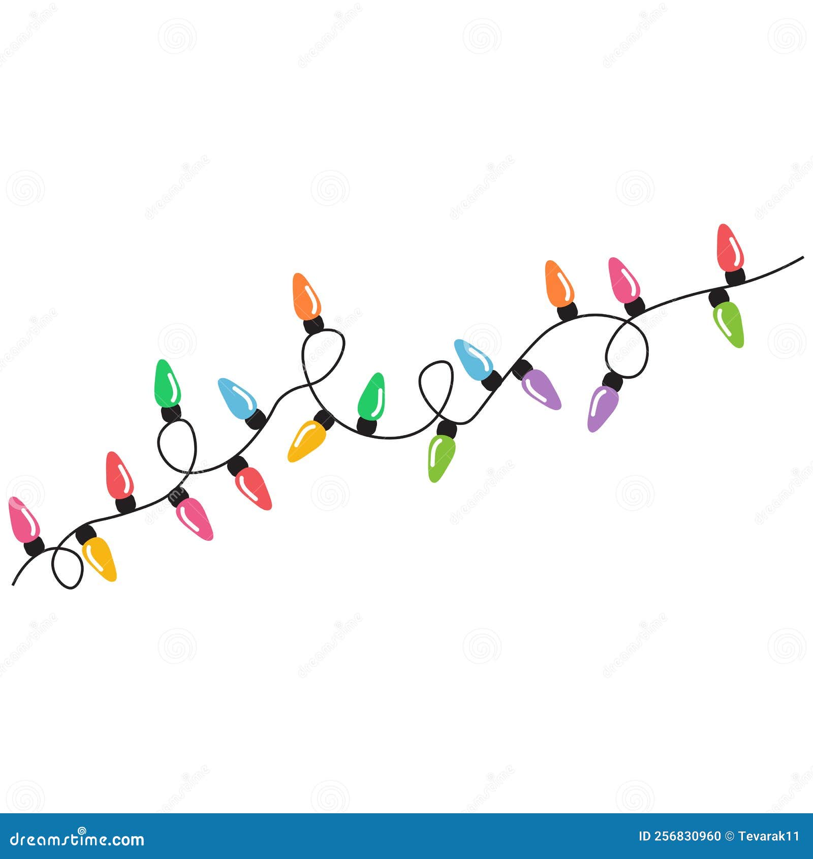Christmas Lights String Isolated on White Background Vector Stock ...
