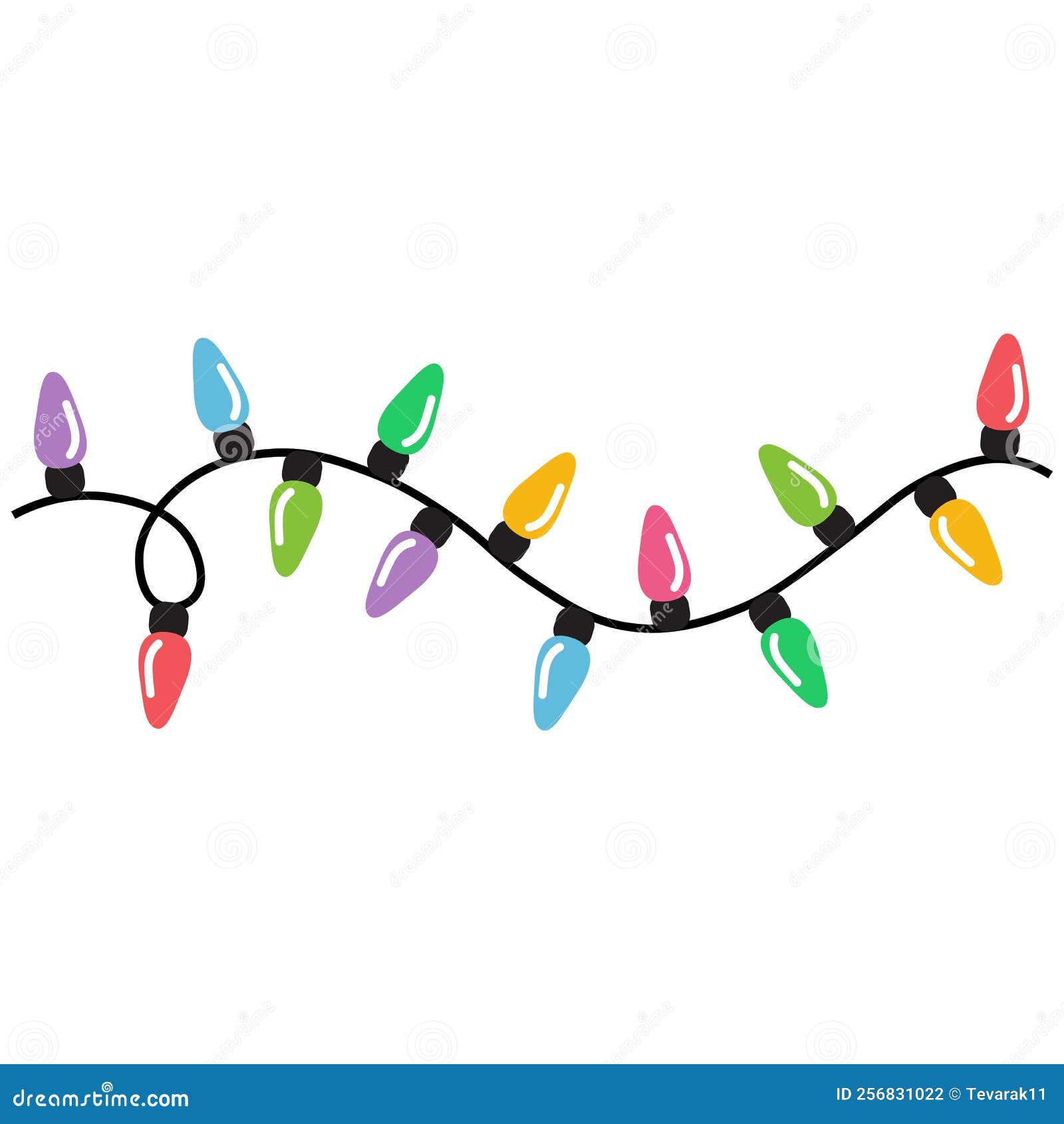 Christmas Lights String Isolated on White Background Vector Stock ...