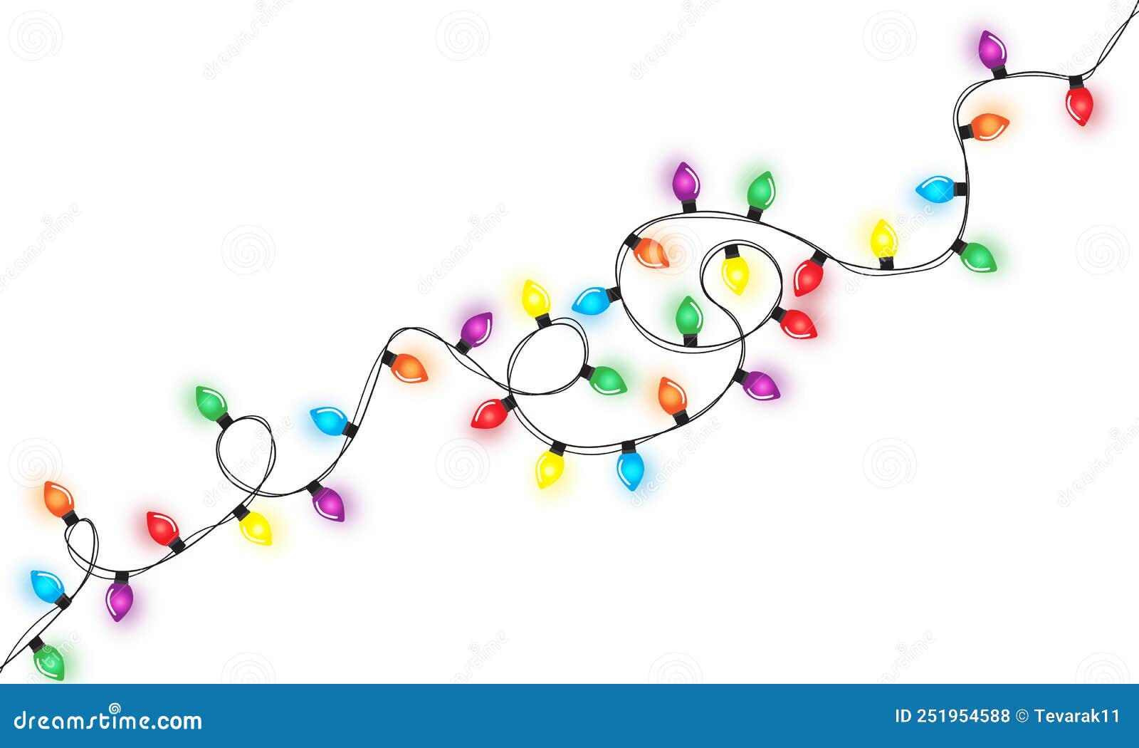 Christmas Lights String Isolated on White Background Vector Stock ...
