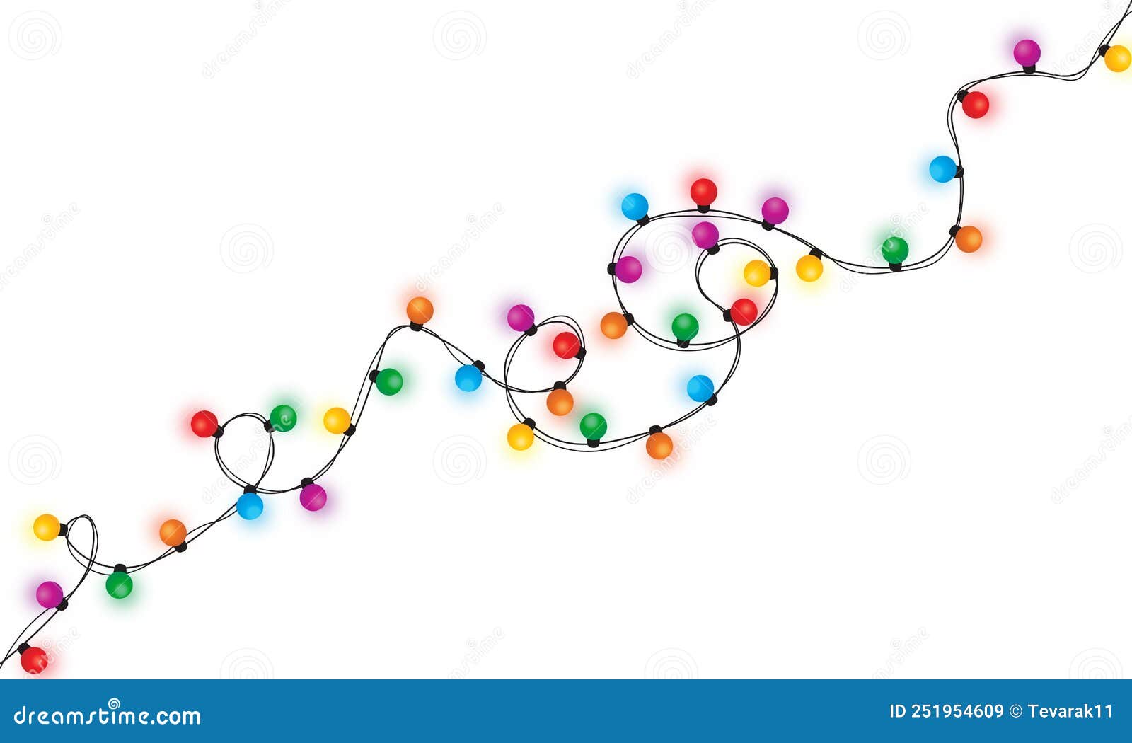 Christmas Lights String Isolated on White Background Vector Stock ...