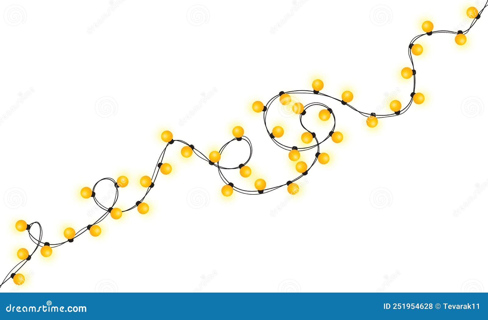 Christmas Lights String Isolated on White Background Vector Stock ...