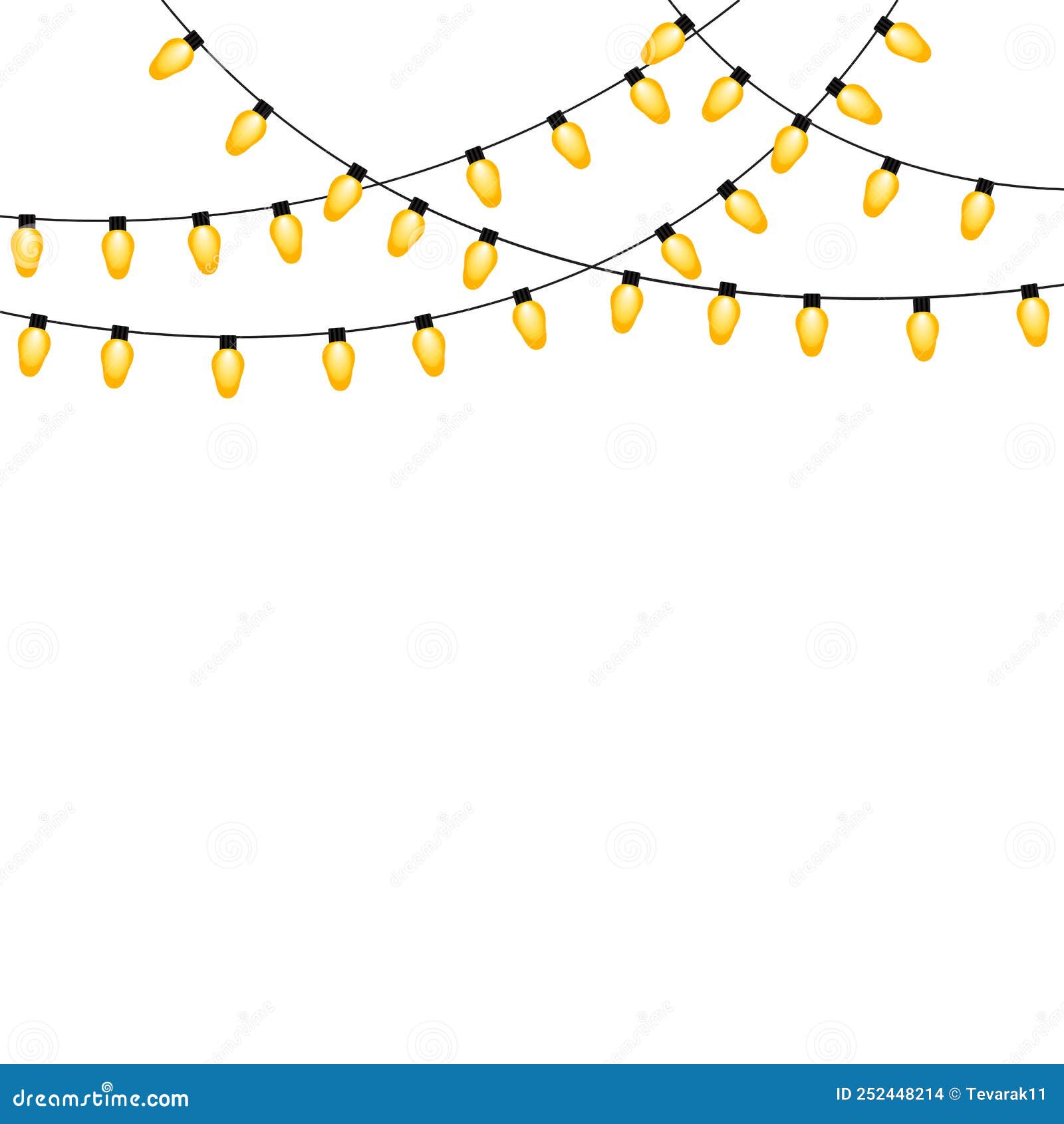 Christmas Lights String Isolated on White Background Vector Stock ...