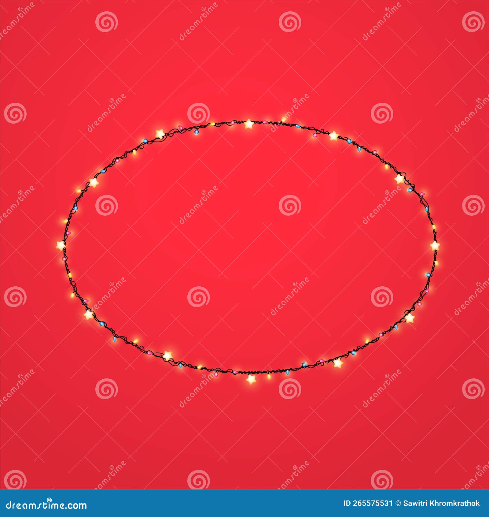 Christmas Lights String Oval Shape Stock Illustration - Illustration of ...