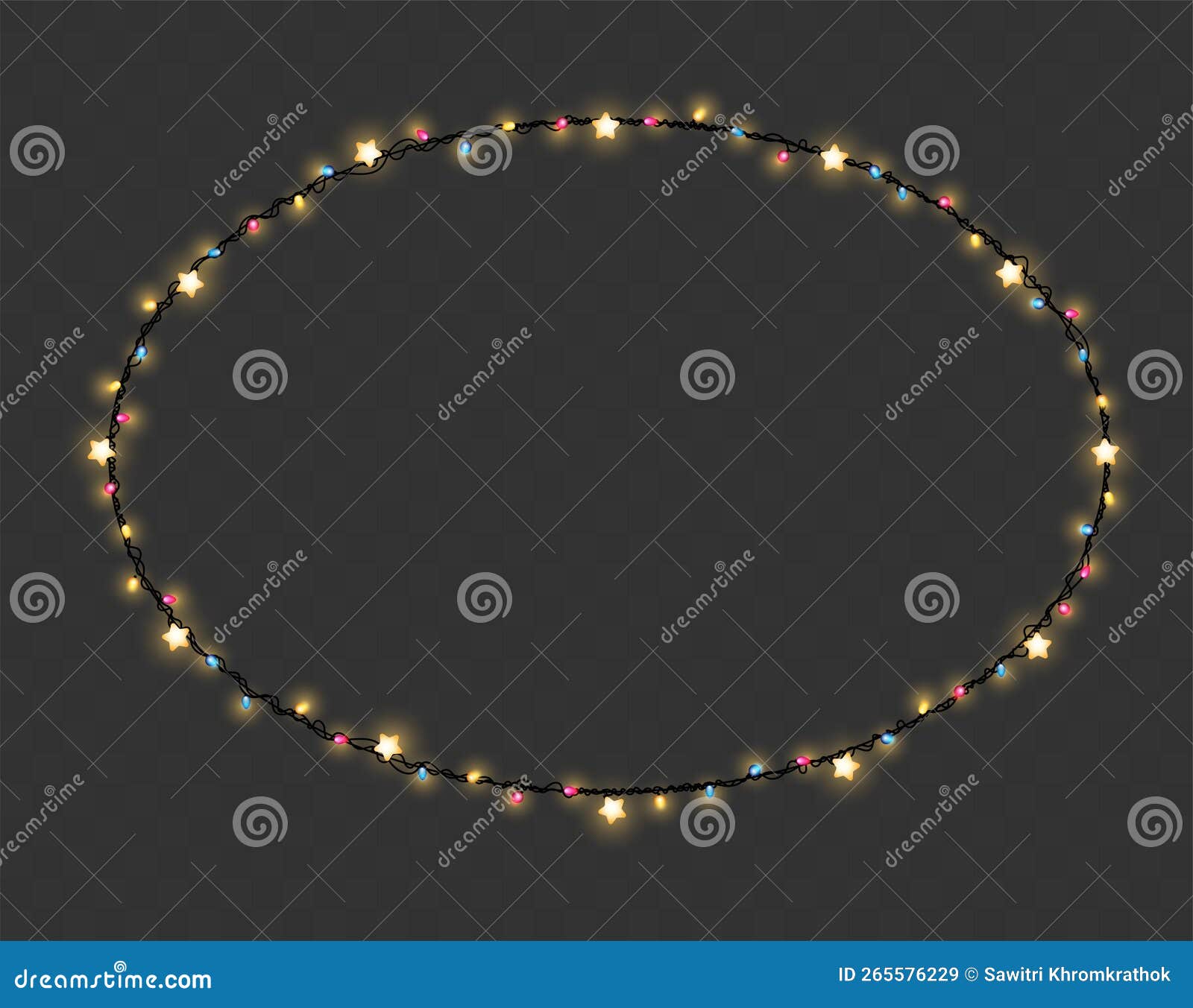 Christmas Lights String Oval Shape Stock Vector - Illustration of frame ...