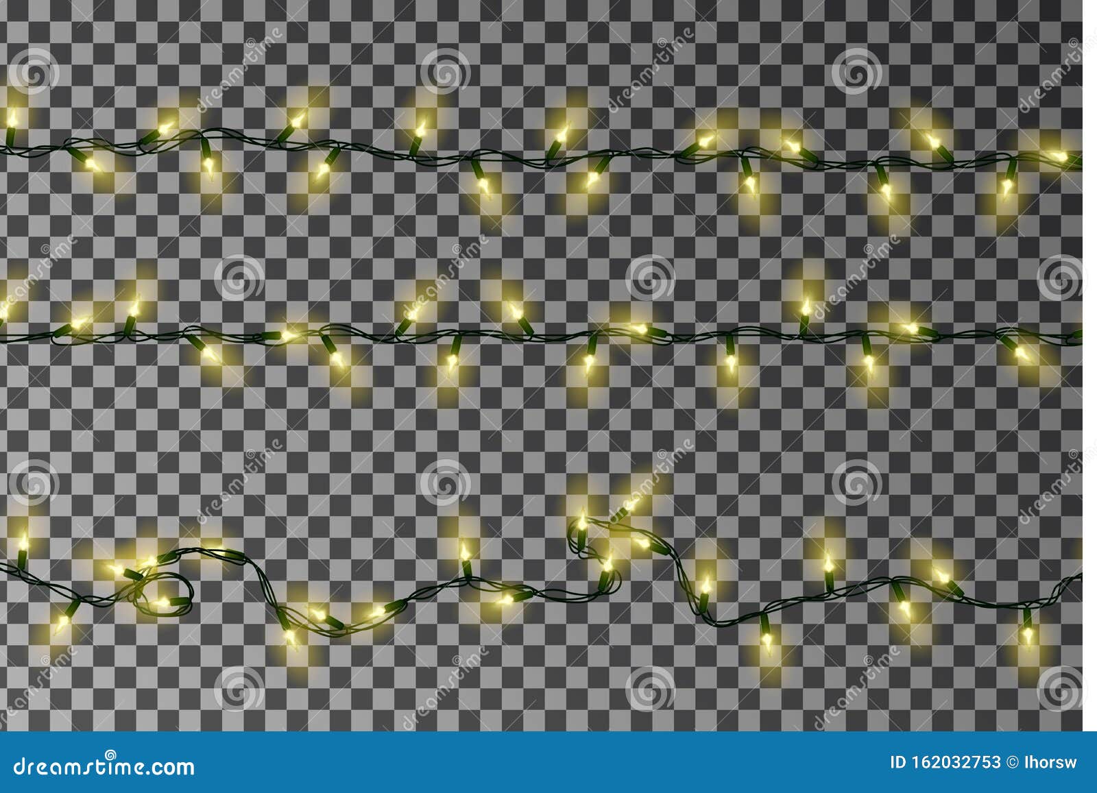 Christmas Lights String Vector. Border of Garland, Glowing Lights ...