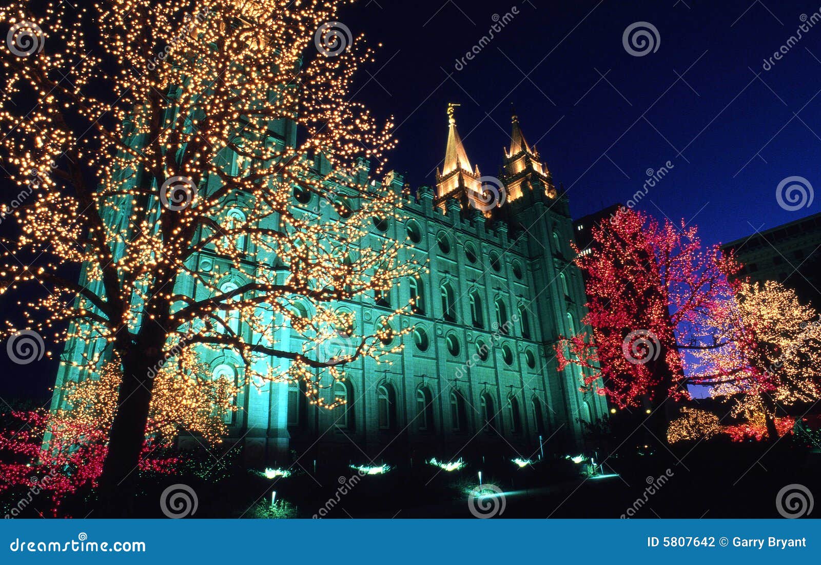 Christmas Lights on Temple Square Stock Photo - Image of christmas ...