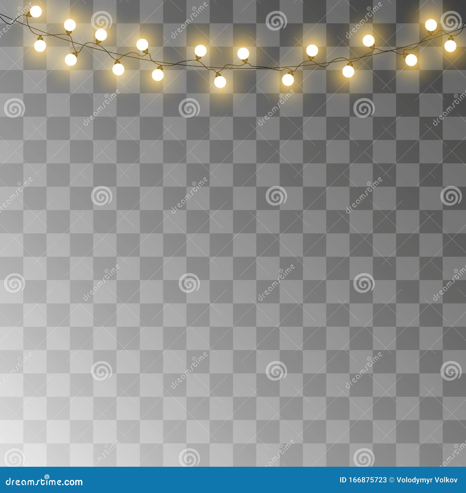 Christmas Lights. Vector String with Glowing Light Bulbs. Stock Vector ...