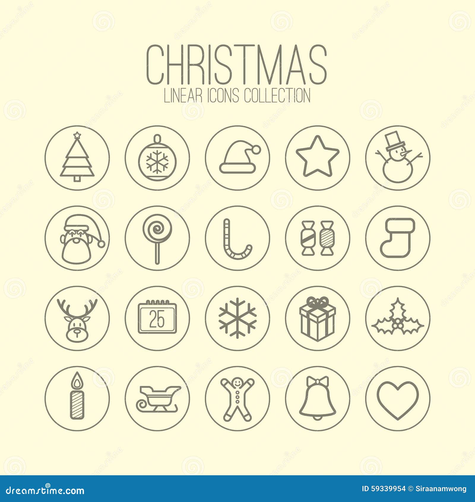 Christmas Linear Icons stock vector. Illustration of happy - 59339954