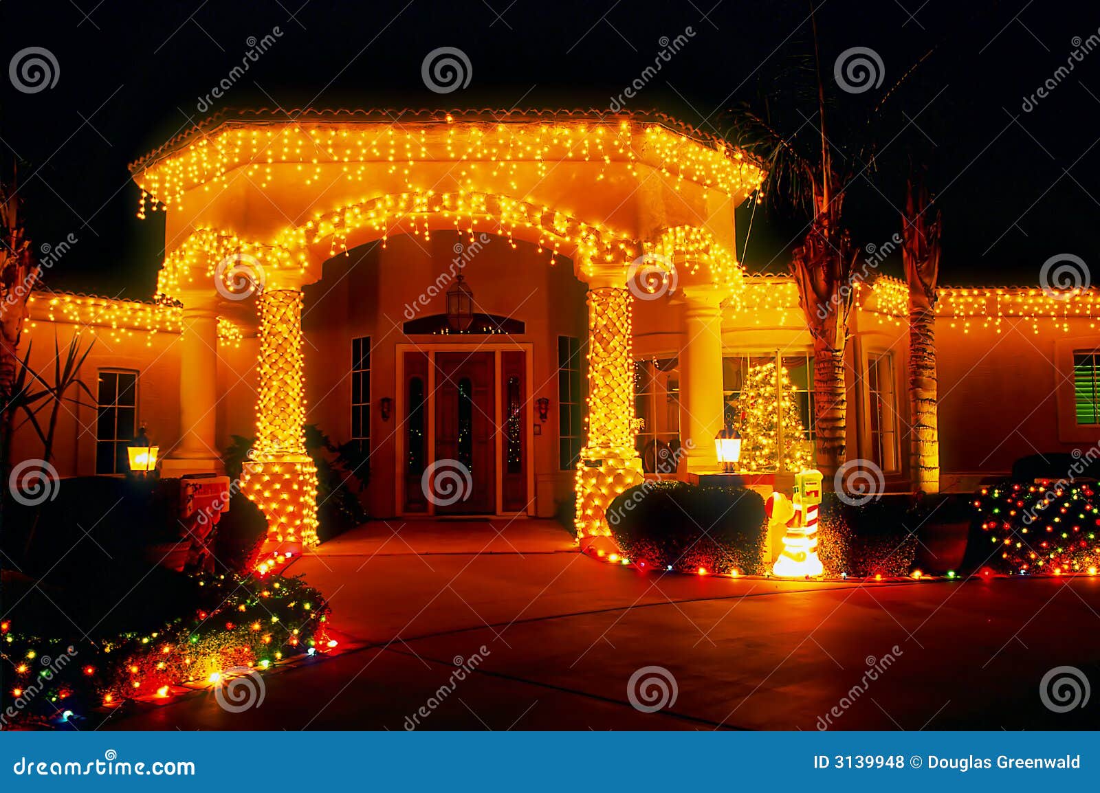 Christmas Lit Entry - Night Stock Photo - Image of decorative, seasonal ...