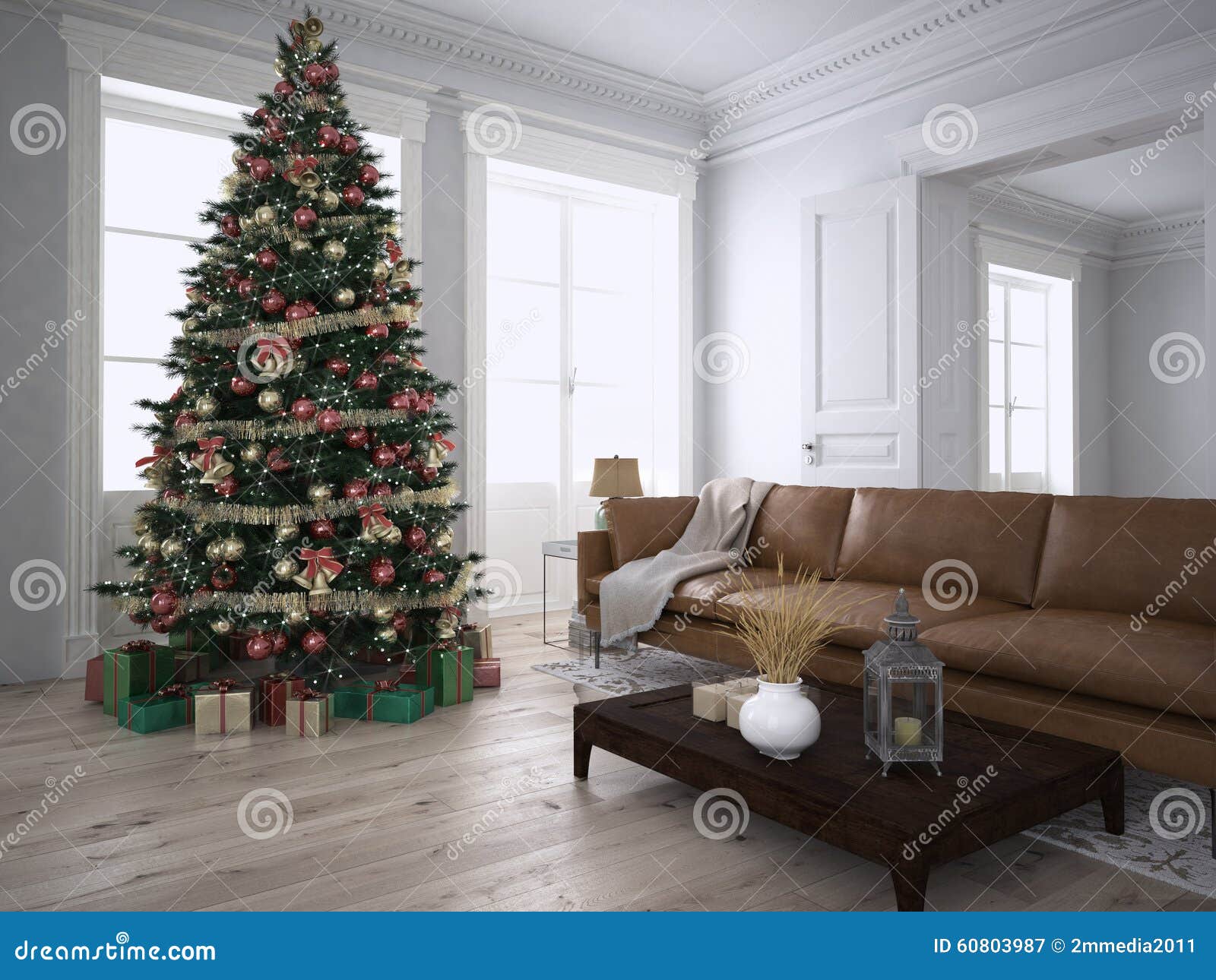 Christmas Living Room. 3d Rendering Stock Image - Image of traditional ...
