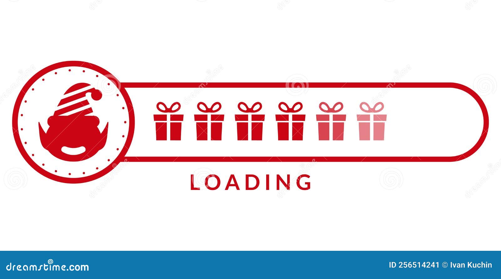 Christmas Loading Bar with Elf and Xmas Gift Boxes. Stock Vector ...