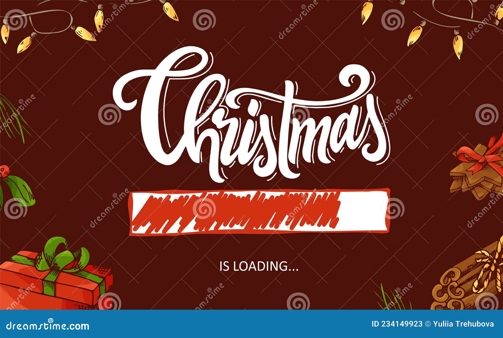 Christmas Loading Bar with Sketh Elements. Hand Drawn Lettering ...
