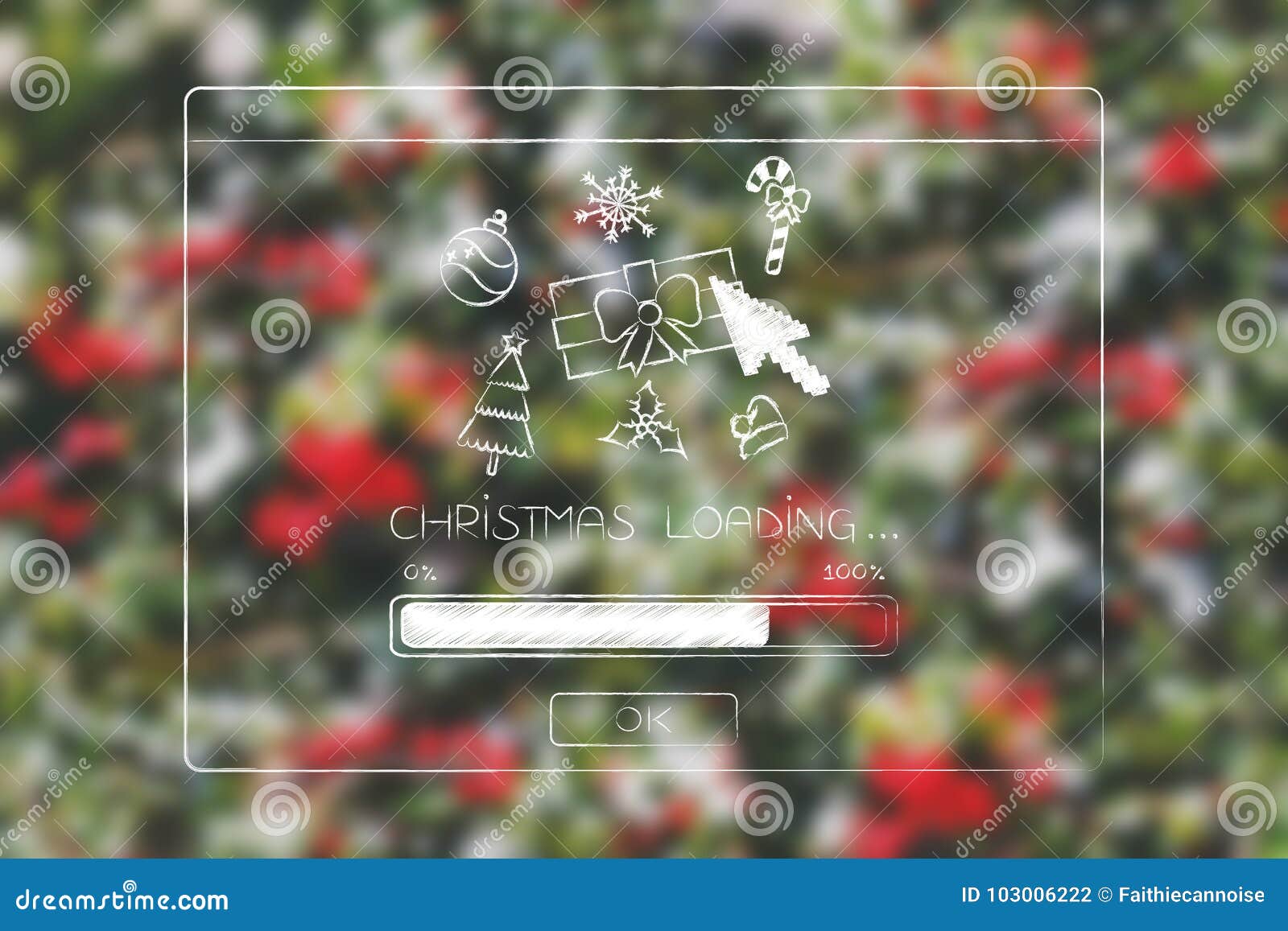 Christmas Loading Pop-up Message with Icons and Cursor Clicking Stock ...