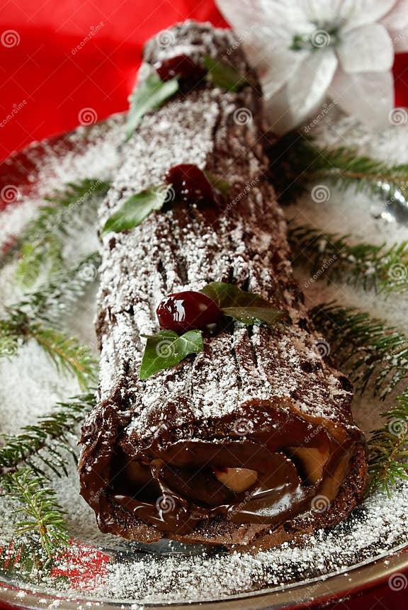 Christmas log cake stock photo. Image of plate, ready - 10357538