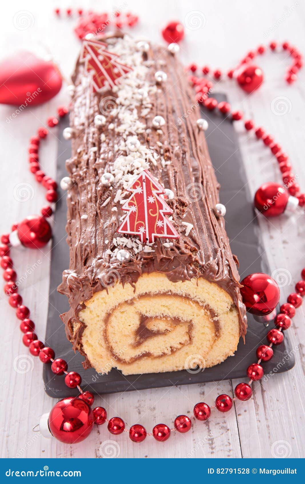 Christmas log stock photo. Image of seasonal, food, bakery - 82791528