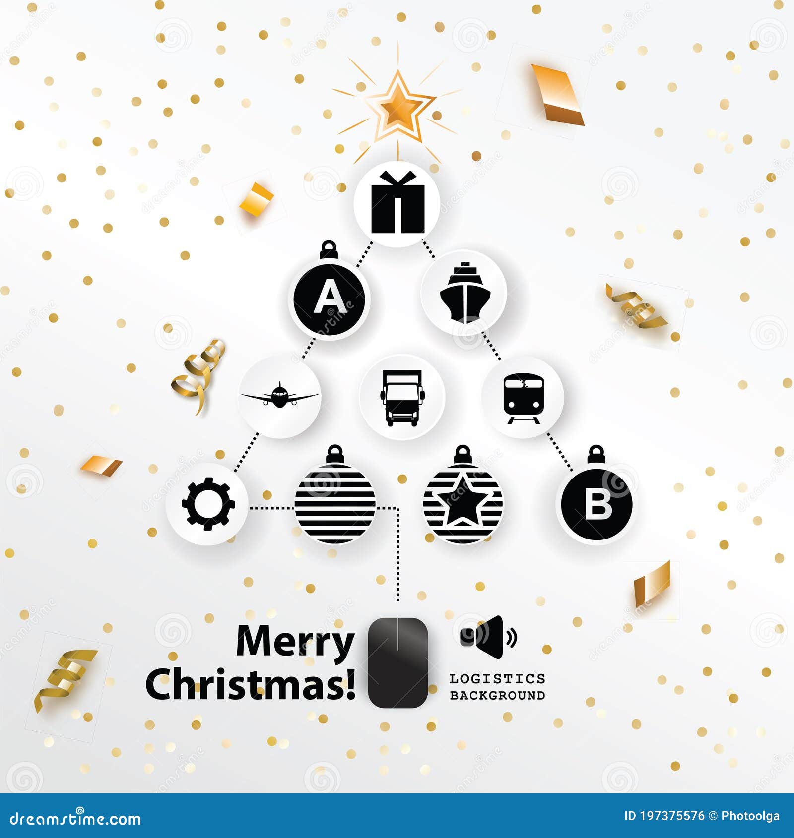 Christmas Logistics Card. Schematic Christmas Tree On Schematic World ...