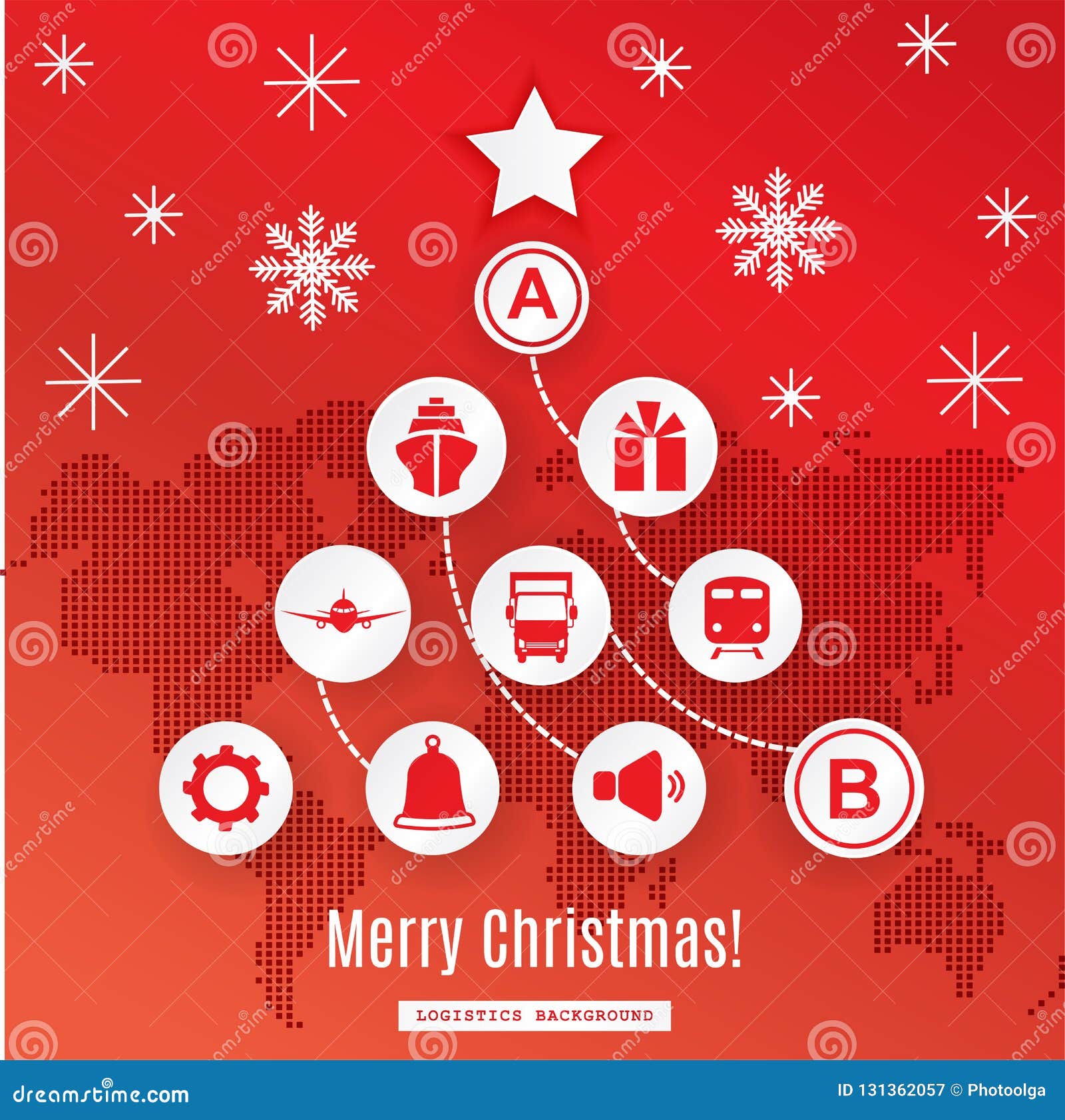Christmas Logistics Card. Schematic Christmas Tree On Schematic World ...