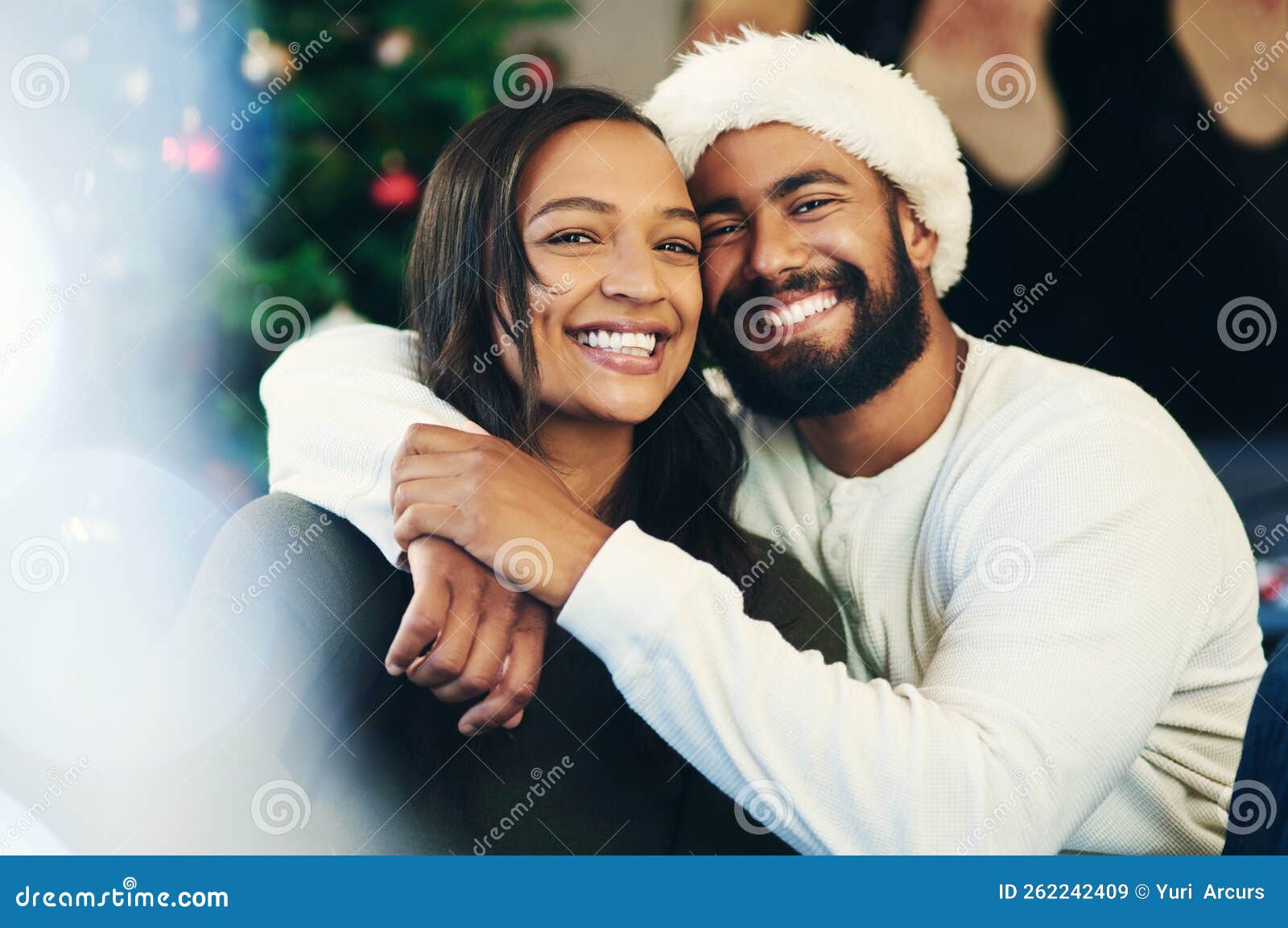 Christmas Love And Portrait Of Couple Hug In Celebration Of A
