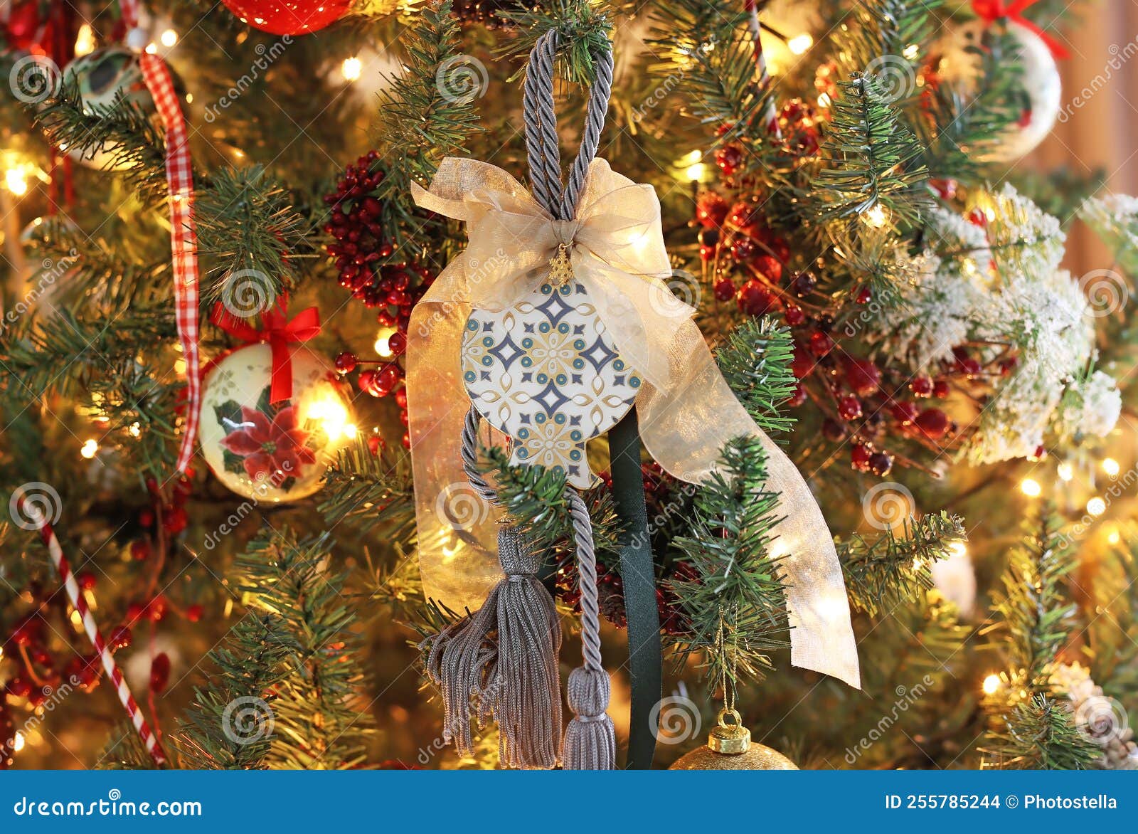 Christmas Lucky Charm on the Tree with Decorative Lucky Pomegranate ...