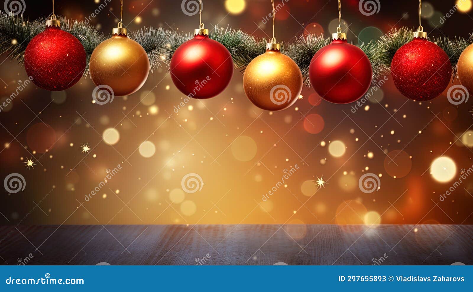 Christmas Magic Background with Festive Decorations and Garlands Stock ...