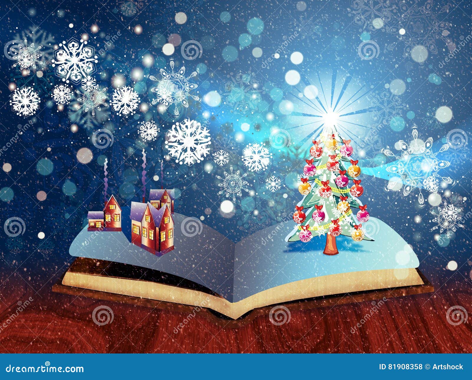 Christmas Magic Book stock illustration. Illustration of design - 81908358