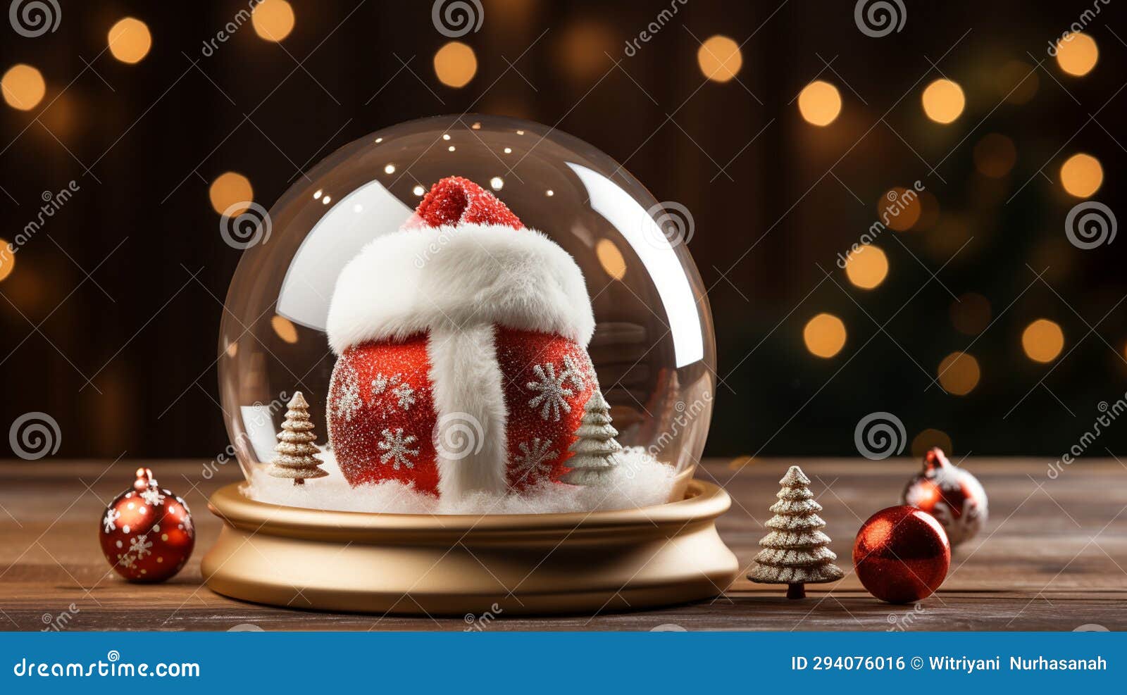 Christmas Magic Glass Dome with White Snowball. Generative Ai Stock ...