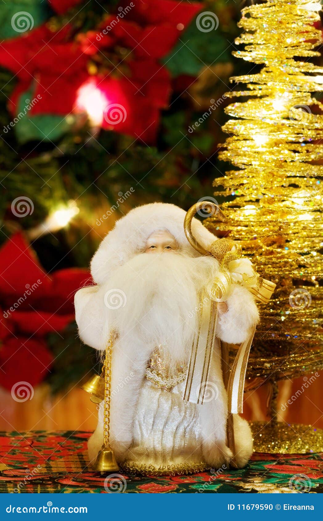 Christmas Magic with Santa Claus and Golden Tree Stock Photo - Image of ...