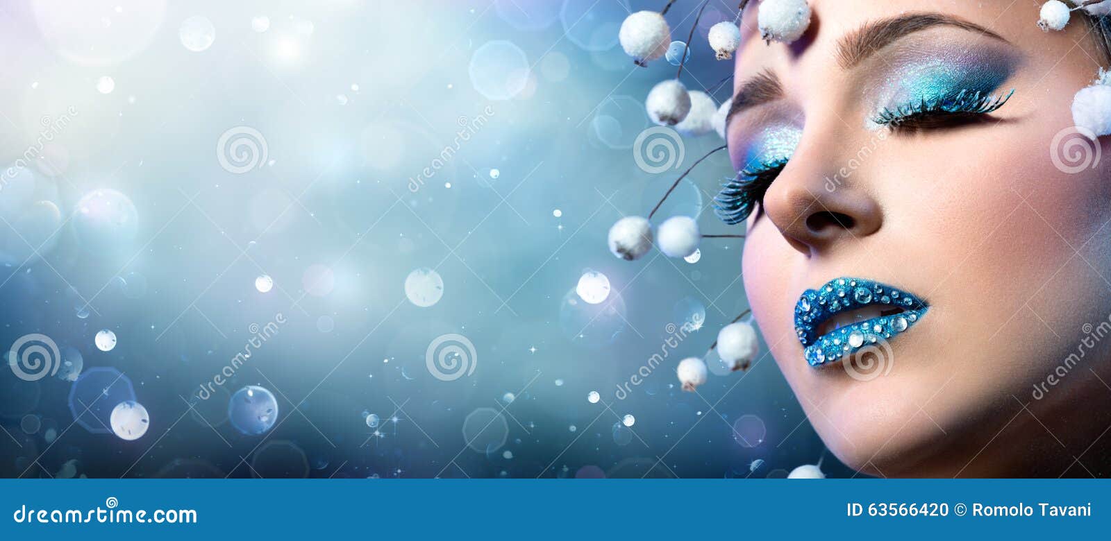 Christmas Makeup - Rhinestones on Lips Stock Photo - Image of holiday ...