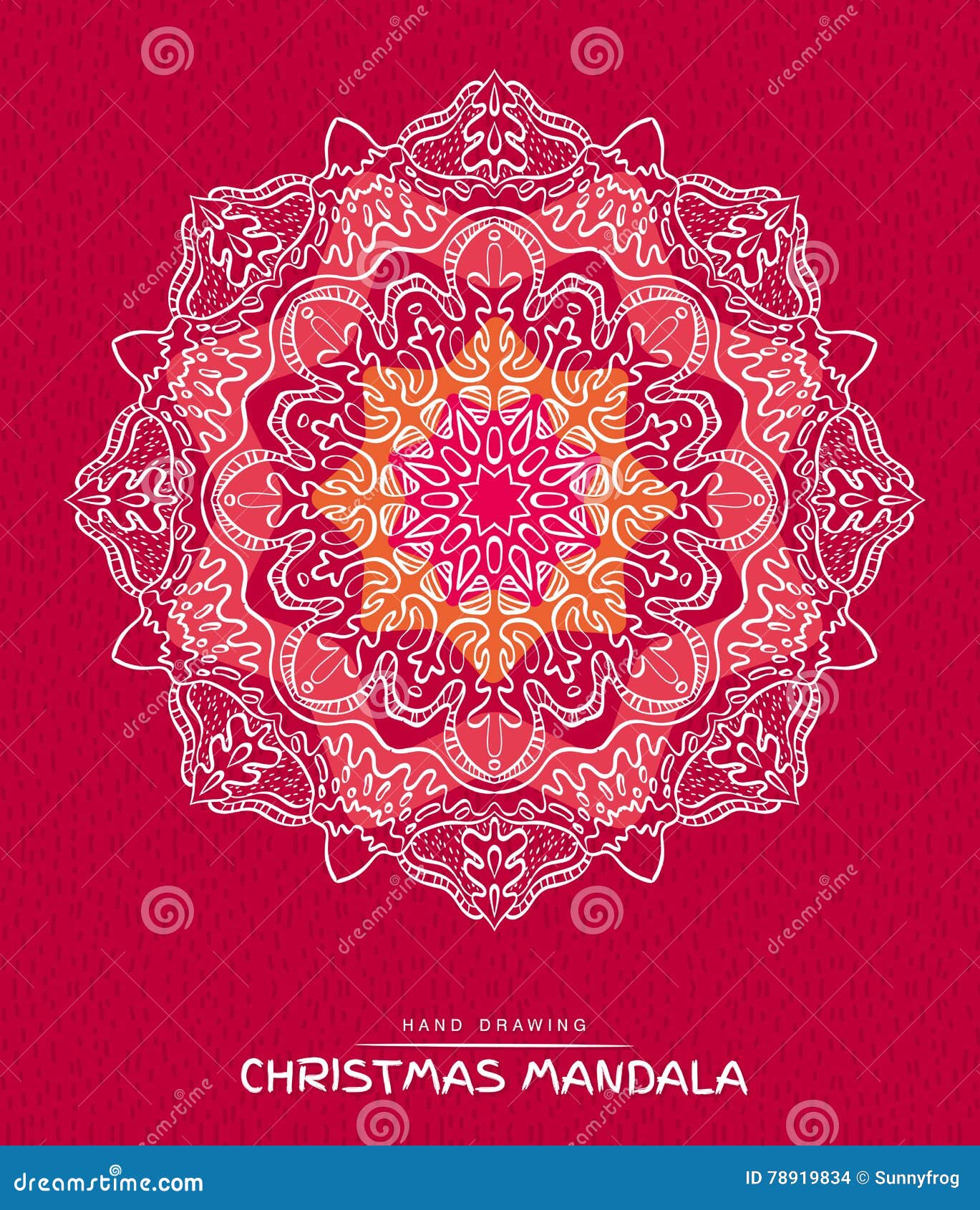 Christmas Mandala. Santa Claus Coming Out Of The Fireplace And Garland ...