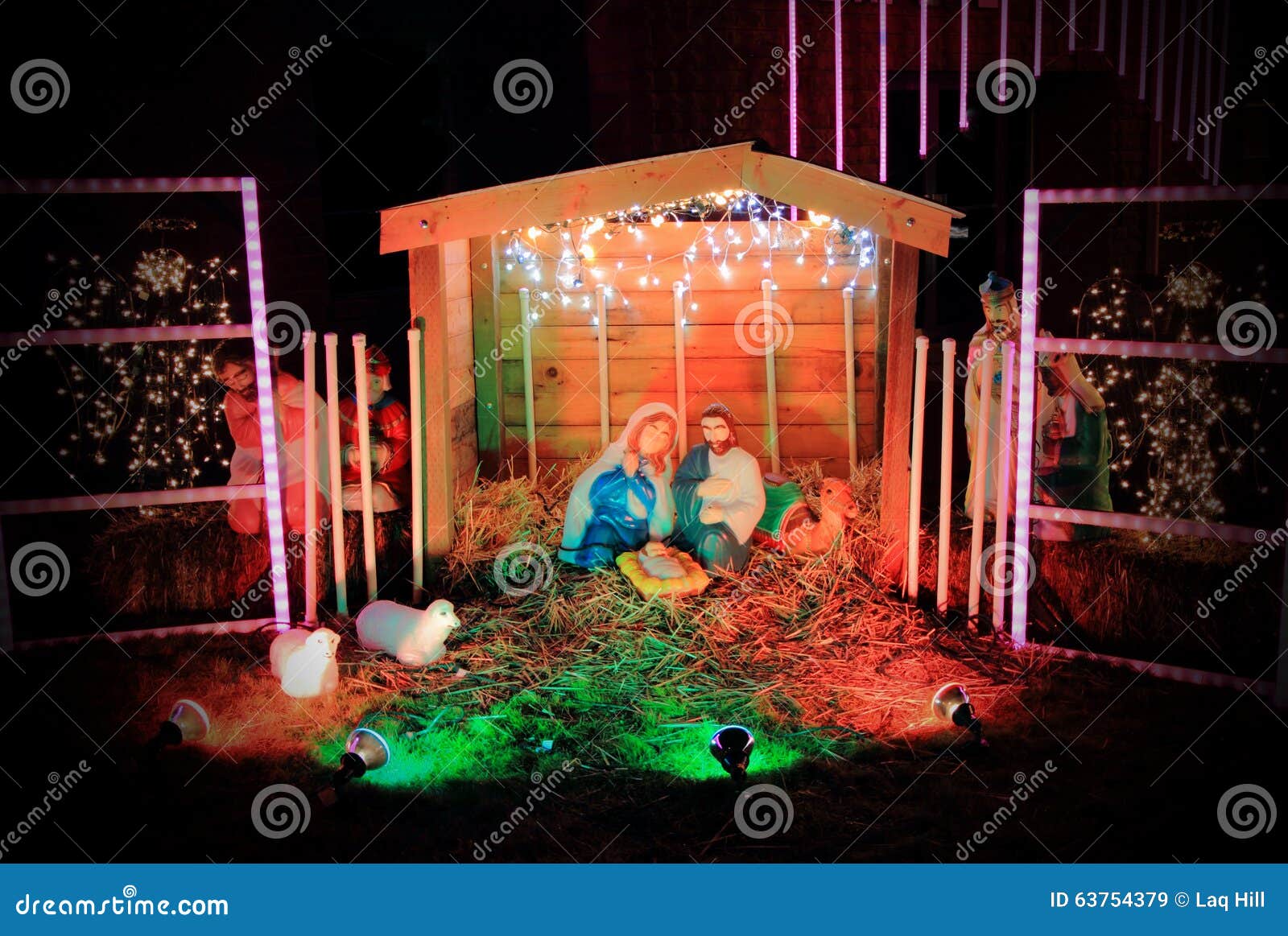 Christmas Manger Display stock image. Image of black - 63754379