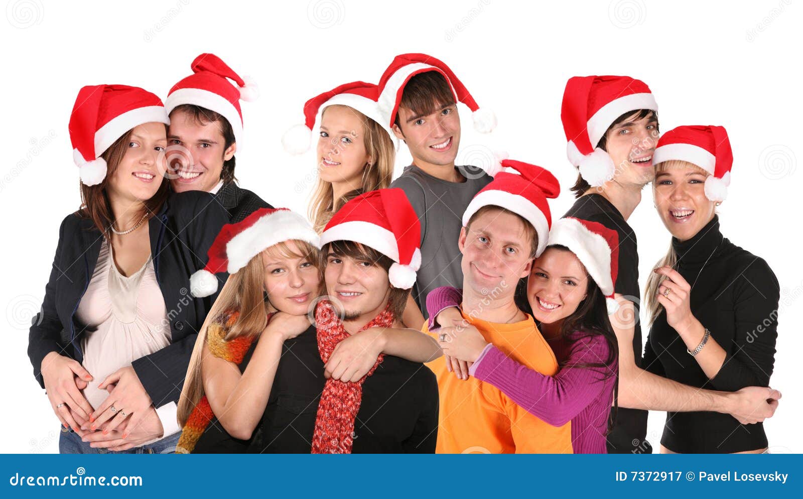 Christmas Many Couples Group Stock Image - Image of female, group: 7372917