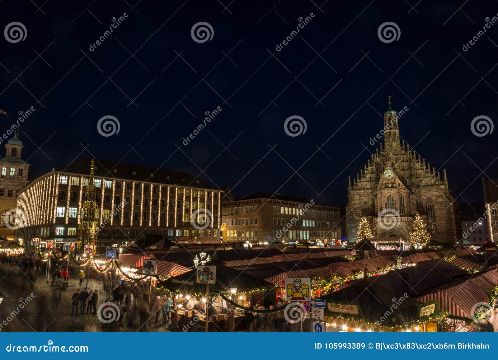 Christmas Market in Nuremberg at Night Editorial Stock Image - Image of ...
