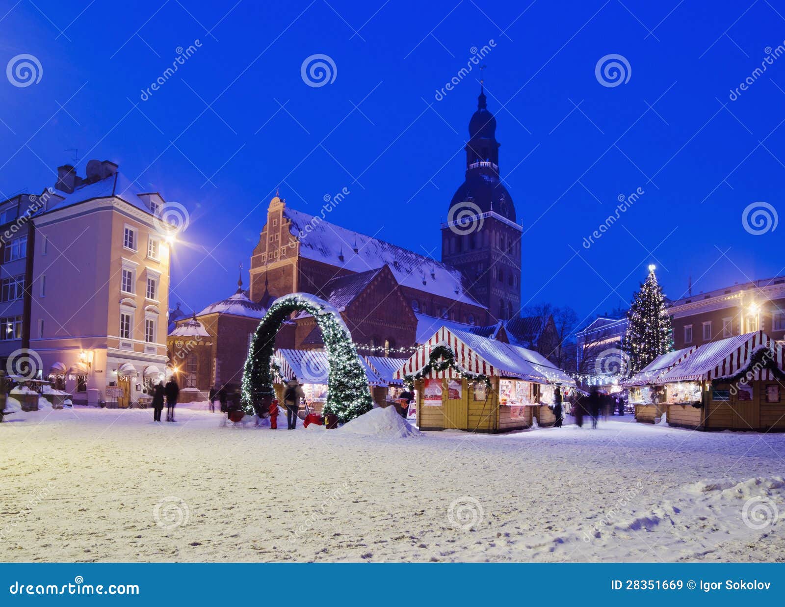 The Christmas Market in Riga Editorial Stock Image - Image of lights ...