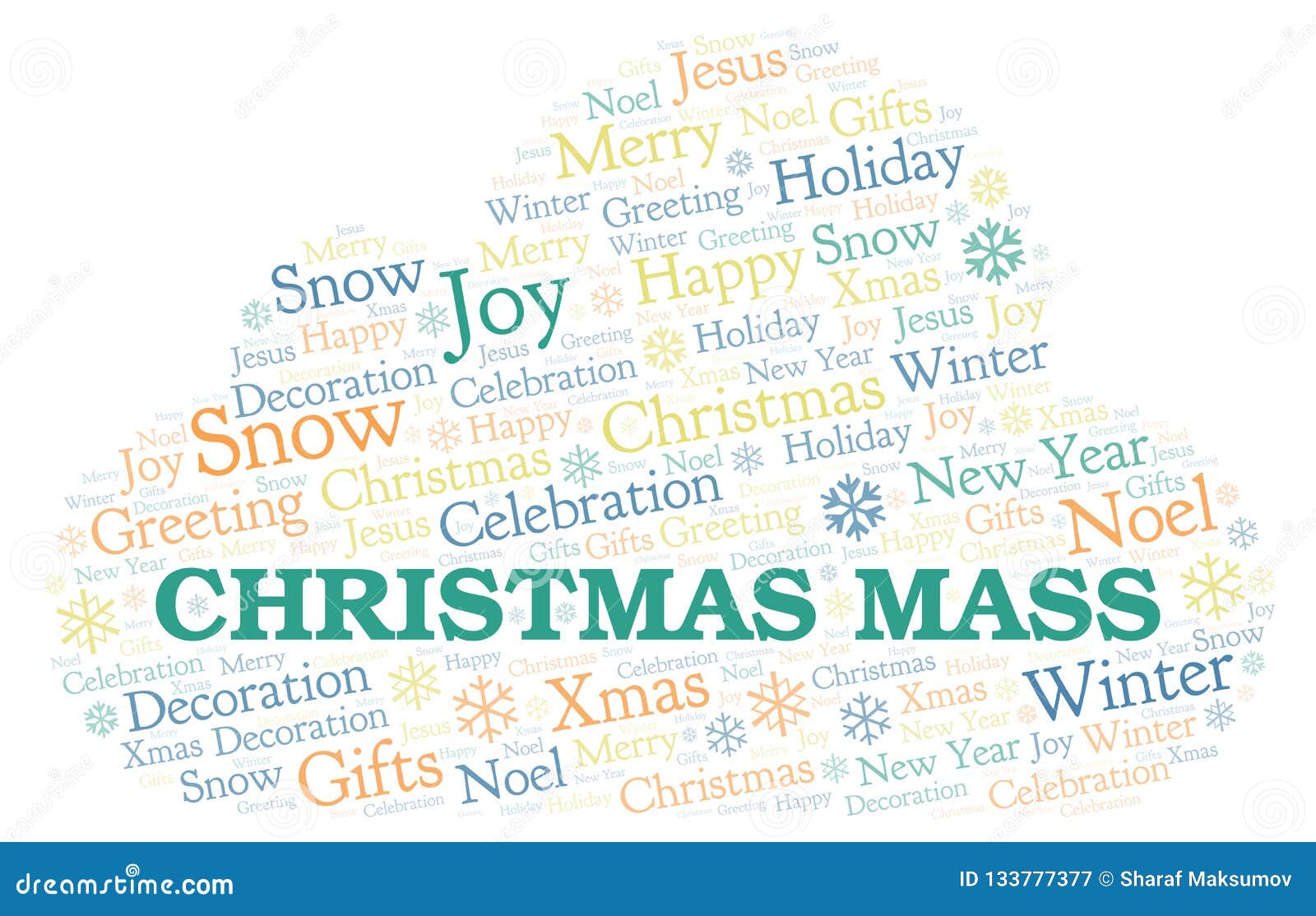 Christmas Mass word cloud stock illustration. Illustration of rendering ...