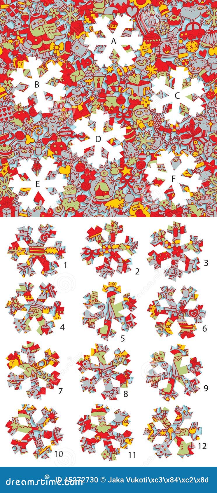 Christmas: Match Pieces, Visual Game. Solution in Hidden Layer! Stock ...