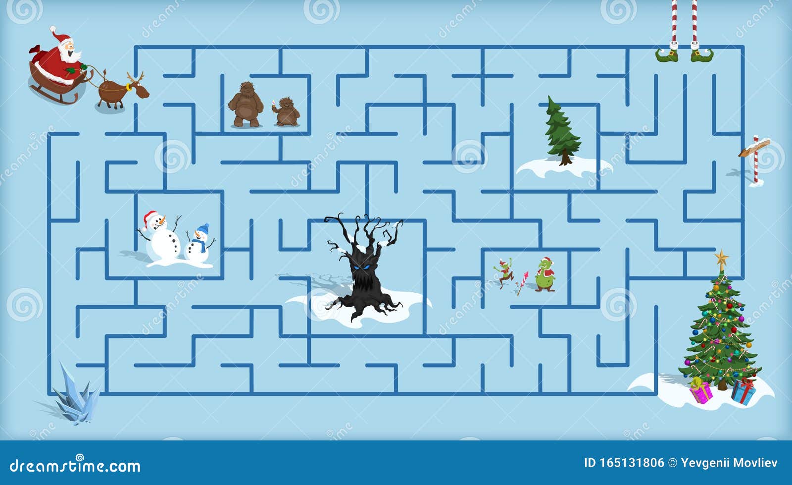 Christmas Maze. Kids Labyrinth. Cartoon Game, Search the Path. Help ... Christmas Maze. Kids Labyrinth. Cartoon Game, Search the Path. Help ...