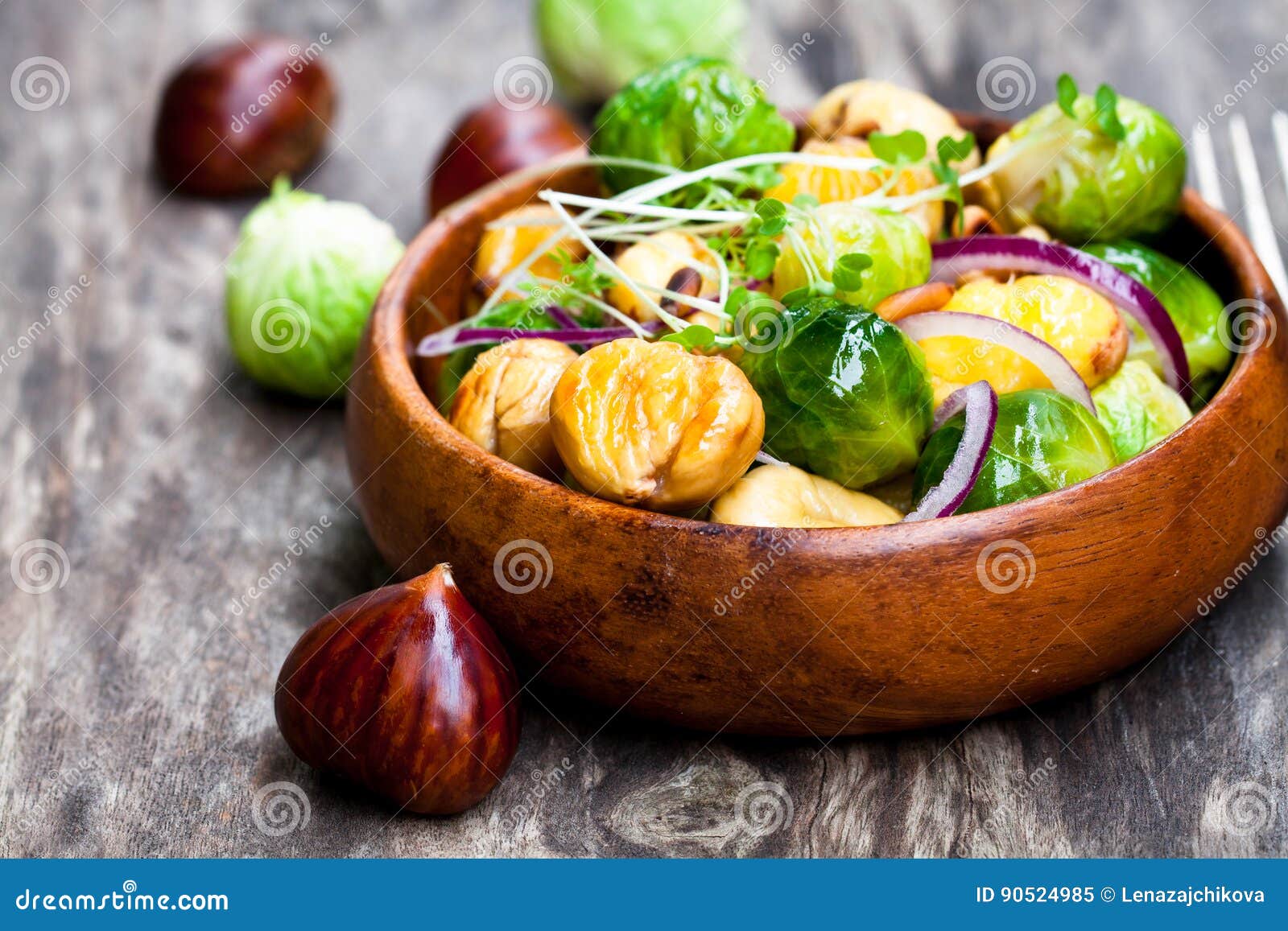Christmas Meal with Brussels Sprouts and Roasted Chestnuts Stock Image ...