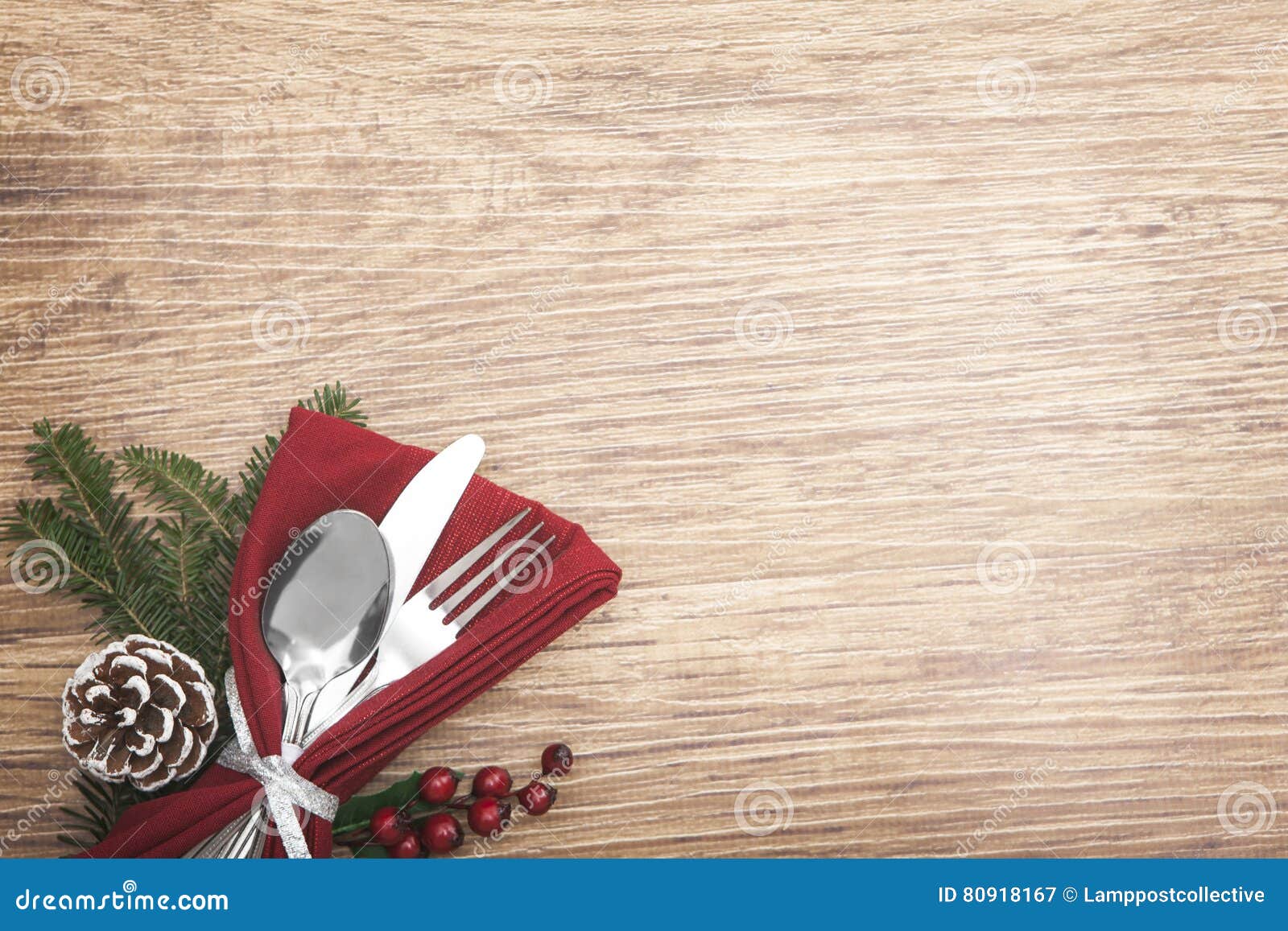 Christmas Meal Table Setting Background Stock Image - Image of spoon ...
