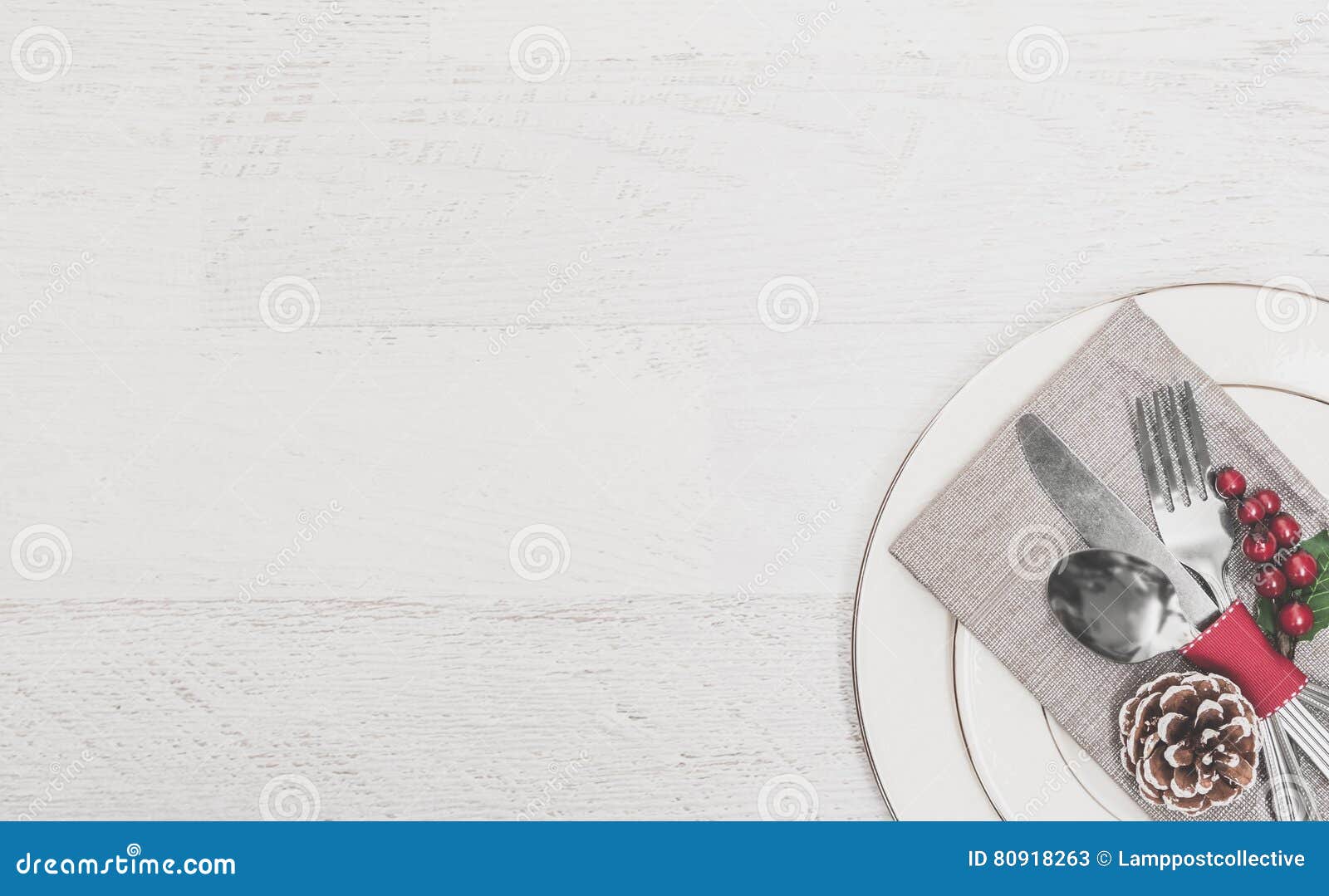 Christmas Meal Table Setting Background Stock Image - Image of ...