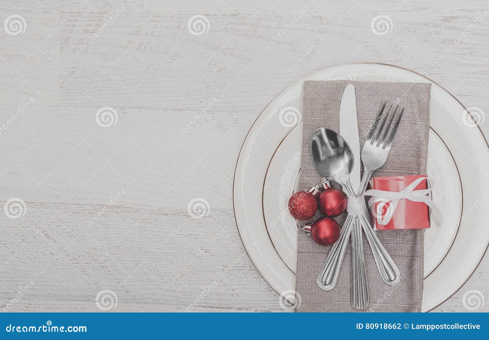 Christmas Meal Table Setting Background Stock Photo - Image of december ...