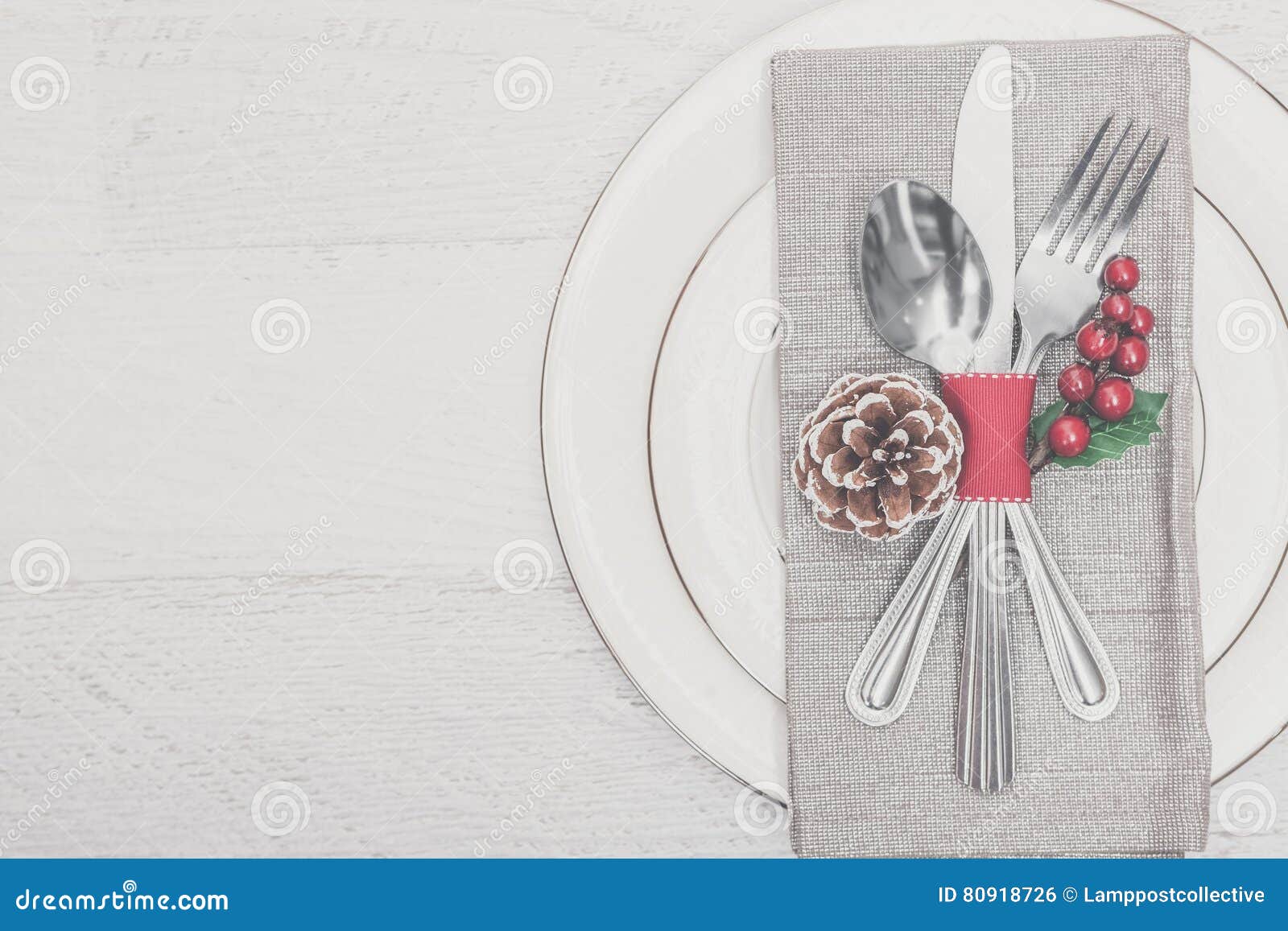 Christmas Meal Table Setting Background Stock Photo - Image of meal ...
