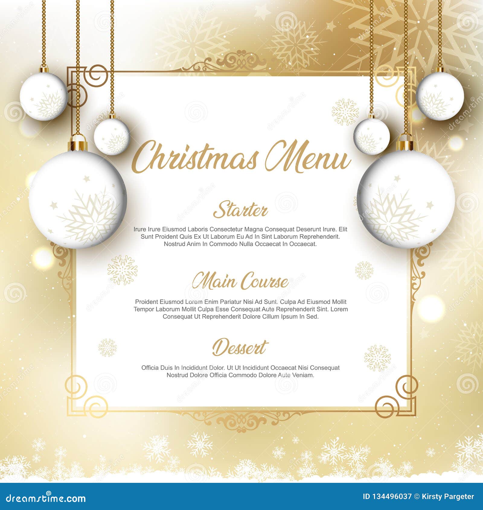 Christmas menu design stock vector. Illustration of snow - 134496037